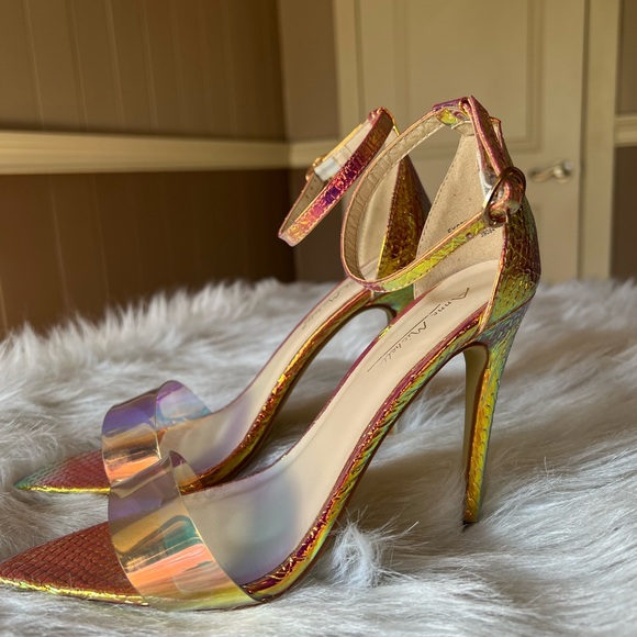 Anne Michelle | Shoes | Anne Michelle Iridescent Snake Texture Pointy ...